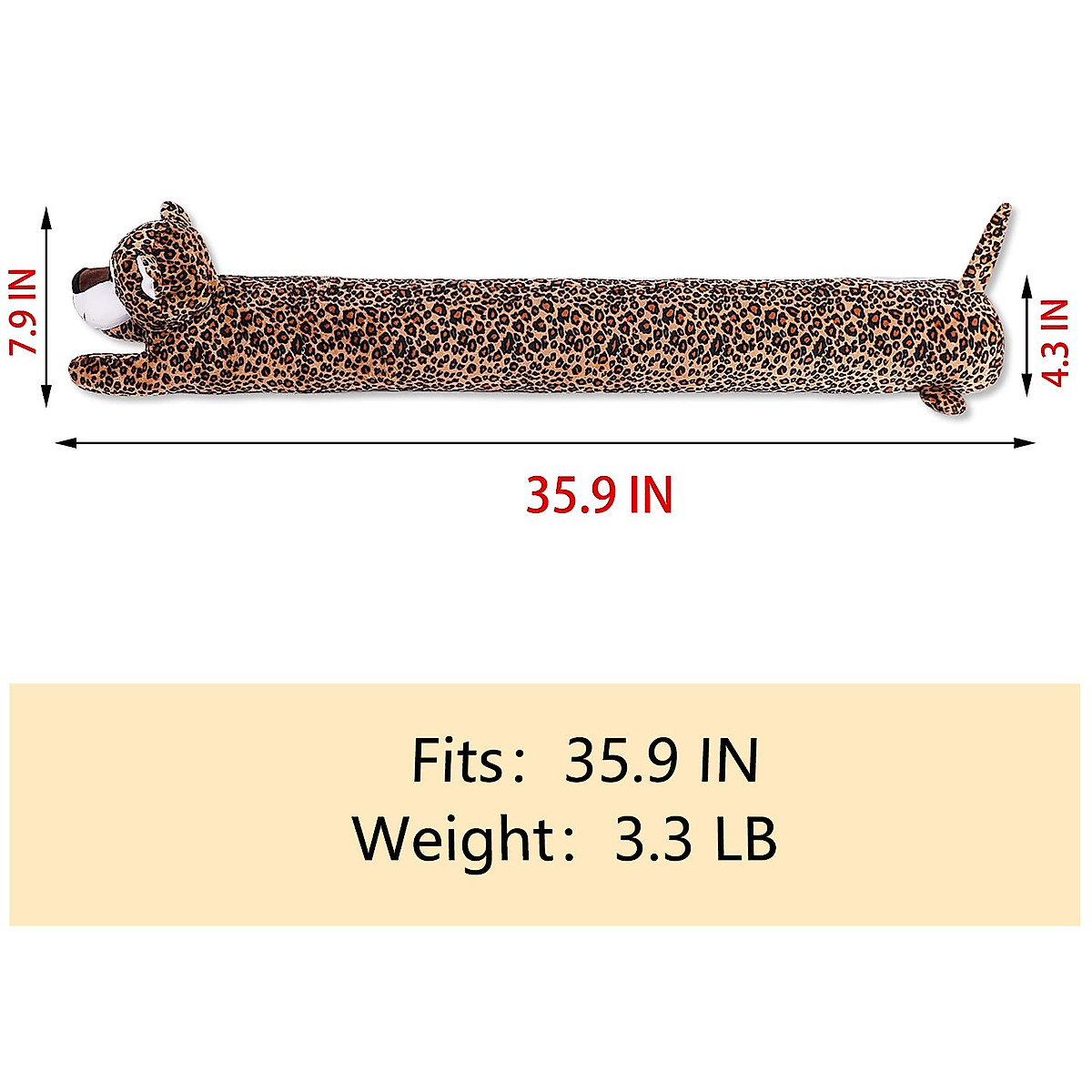CERAYOU 36 Inch Heavy Duty Under Door Draft Stopper, Cute Animals Shape Door & Window Draft Guard to Save Energy, Decorative Weighted Bottom Insulation Stopper Noise Air Wind Dust Blocker, Leopard