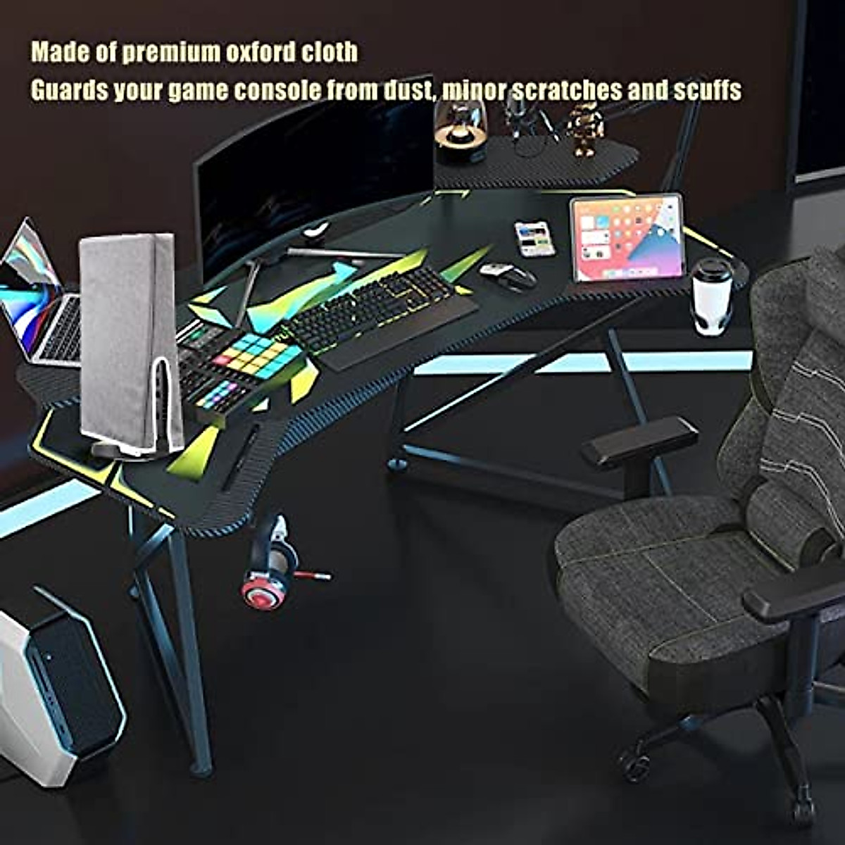 Dust Cover for PS5 Game Console, for Digital and CD ROM Edition, Oxford Cloth Vertical Protector Case, Anti Scratch Waterproof Dust Guard, Precision Cut(Grey)