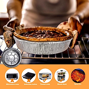 LUCKMETA 8'' Inch Round Tin Foil Pans Disposable Aluminum Pans with Clear Lids (30 Pack), Freezer & Oven Safe - For Baking, Cooking, Storage, Roasting, & Reheating, Recyclable, Pack of 30