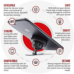 Magnetic Phone Holder - TACKFORM [ Tack Mount ] V.2.0 w/N52 Magnets [ for Car, Kitchen, Bedside, Bathroom ] Stick On Dash Mount with Authentic 3M Sticky Adhesive, for Phones, Tablets, and GPS Units