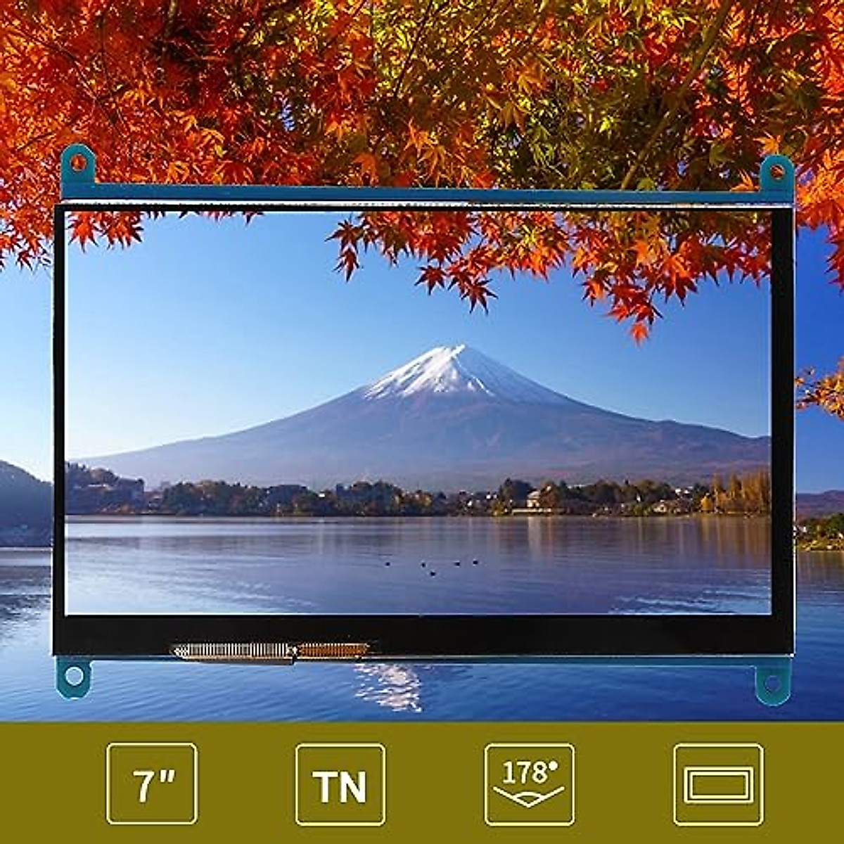 ASHATA 7 Inch Capacitive Touchscreen Monitor, 1024X600 LCD Display Screen, Support 5 Point Touch, Portable Monitor for, for Win7 Win8 Win10 System, Drive Free