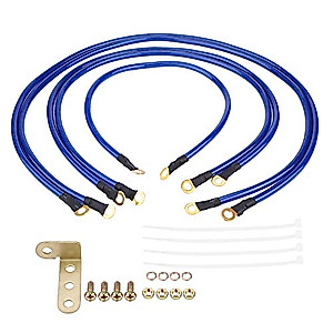 Acouto Car Grounding Kit Universal 5-Point Auto Earth Cable System Ground Grounding Wire Kit