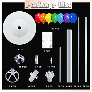 Balloon Column Kit Set of 2 With Balloons Included - Balloon Stand with Base, and Pole,Balloon Tower Backdrop Decoration for Wedding, Baby Shower, Birthday Party, or Bachelorette Parties (Rainbow)