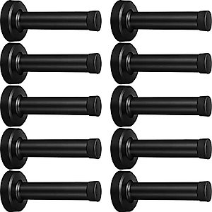 10 Pack Door Stoppers 3.5 Inch 304 Stainless Steel Heavy Duty Door Stops with Rubber Tip Bumper for Wall Door Dtopper Wall Protector Sound Dampening (Black)