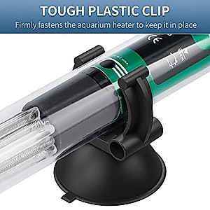 Pawfly 1.3 Inch Aquarium Heater Suction Cups Suckers with 0.95 Inch Clips Black Standard Heating Rod Holders Clamps for Fish Tanks (Not for Airline Tubing), 12 Pack