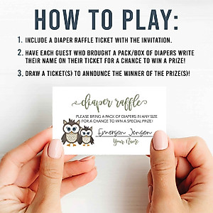 25 Baby Shower Diaper Raffle Tickets For Baby Shower Games To Play - Owl Baby Shower Games Gender Neutral, Diaper Raffle Cards, Baby Raffle Tickets, Baby Shower Invitation Inserts, Baby Shower Ideas