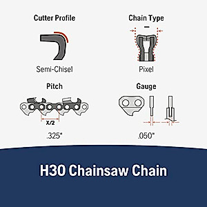 Husqvarna 531300437 H30 Chainsaw Chain 16" .050 Gauge .325 Pitch Kickback Low-Vibration, 16 inches, Orange/Gray