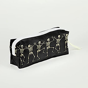 Bag Pen Case Pouch Box Organizer for Teen Girls Boys School Students Men Women Waterproof Zipper Pouch for Office Supplies Makeup, Funny Halloween Skeleton Decor