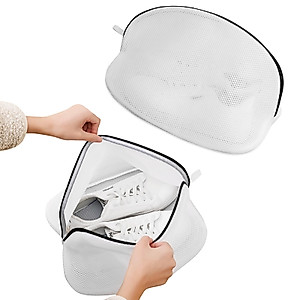 2 Pcs Shoe Washing Machine Bag, Honeycomb Mesh Laundry Bags, Bra Laundry Bags for Washing Machine, Shoe Laundry Bag with Zipper, Laundry Mesh Wash Bags for Bras Socks Sneakers Delicates