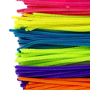 Horizon Group USA 200 Neon Fuzzy Sticks, Value Pack of Pipe Cleaners in 6 Colors, 12 Inches, Chenille Stems, Bendy Sticks, Great for DIY Arts & Crafts Projects, Classrooms & Craft Rooms