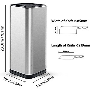 BOWONG Universal Knife Block, Stainless Steel Knife Holder Stand with Slots for Scissors and Sharpening Rod, Rectangular Knife Storage Stand Safe and Detachable for Easy Cleaning