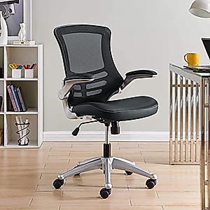 Modway Attainment Mesh Back and Vinyl Seat Modern Office Chair in Black
