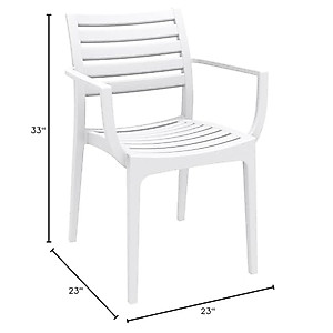 Compamia Artemis Outdoor Patio Dining Arm Chair in White (Set of 2)