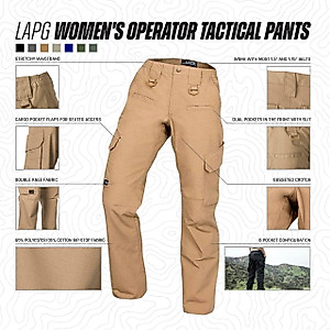 LA Police Gear Women's Operator Tactical Pant, Elastic Waistband Uniform Cargo Pants for Women, Ladies' Durable Work Pants - Black - 6 - Regular