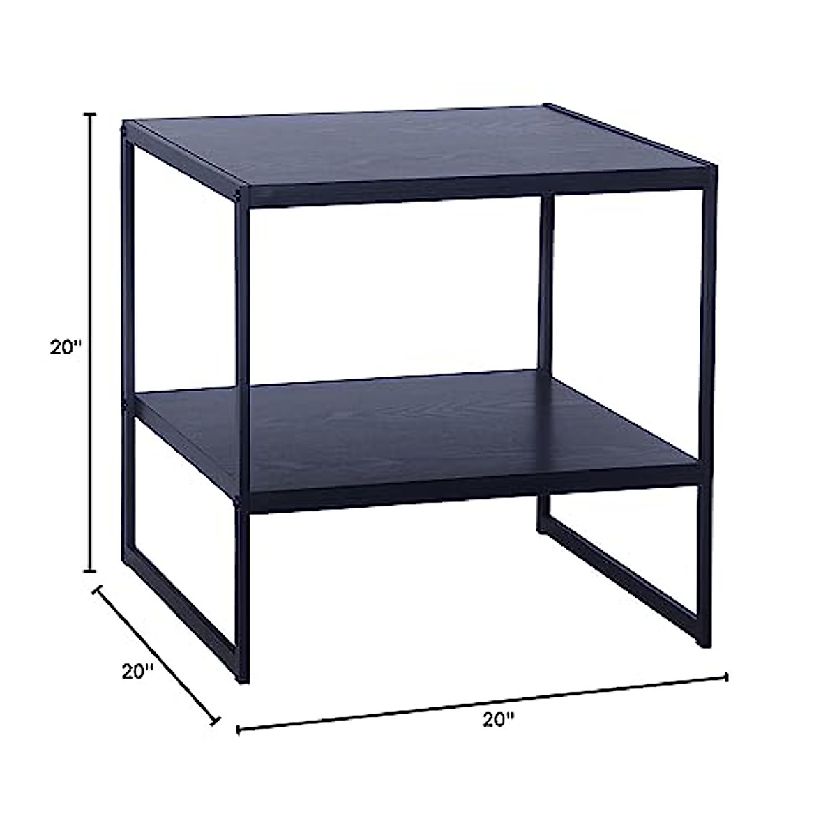 Household Essentials Black Oak Square Side Table with Shelf