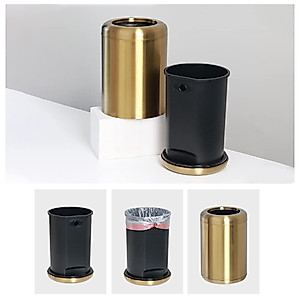 YOJIA 8l/2.11gallons Small Gold Bathroom Trash Can,Brushed Gold Garbage Can，Brass Gold Trash Can for Bathroom,Bedroom,Hotel,Dressing Room,Rv,Store (235 Gold)