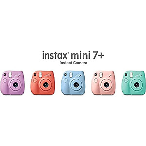 Fujifilm Instax Mini 7+ Camera, Easy to Operate, Portable, Handy Selfie Mirror, Polaroid Camera, Perfect for Beginners and Experts, Sleek and Stylish Design - Light Blue (Renewed)