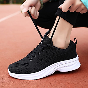 ZGRZPMGR Women's Casual Walking Shoes Breathable Sports Running Shoes Outdoor Lace-up Tennis Shoes Sneakers for Women Black