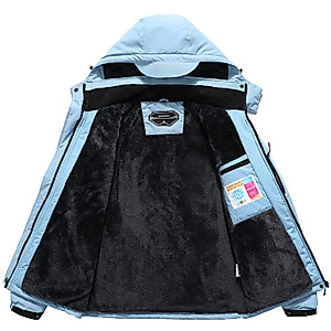 SUOKENI Women's Waterproof Warm Winter Snow Coat Hooded Raincoat Ski Snowboarding Jacket