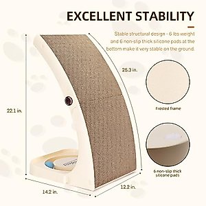 UniBlissy Cat Scratcher, Premium Cat Scratch Pad wtih Solid Frosted Frame and Turntable Toy, Vertical Curved Cat Scratchers for Indoor Cats, Replaceable Cat Scratching Cardboard