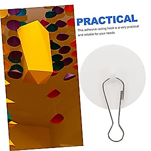 Cabilock 50 Sets Ceiling Hook Outdoor Hooks for Hanging Wall Mounted Hooks Heavy Duty Clothes Hanger Ceiling Hanging Hooks Sticky Hooks Clear Hooks Self Adhesive White Disc Poster Pole