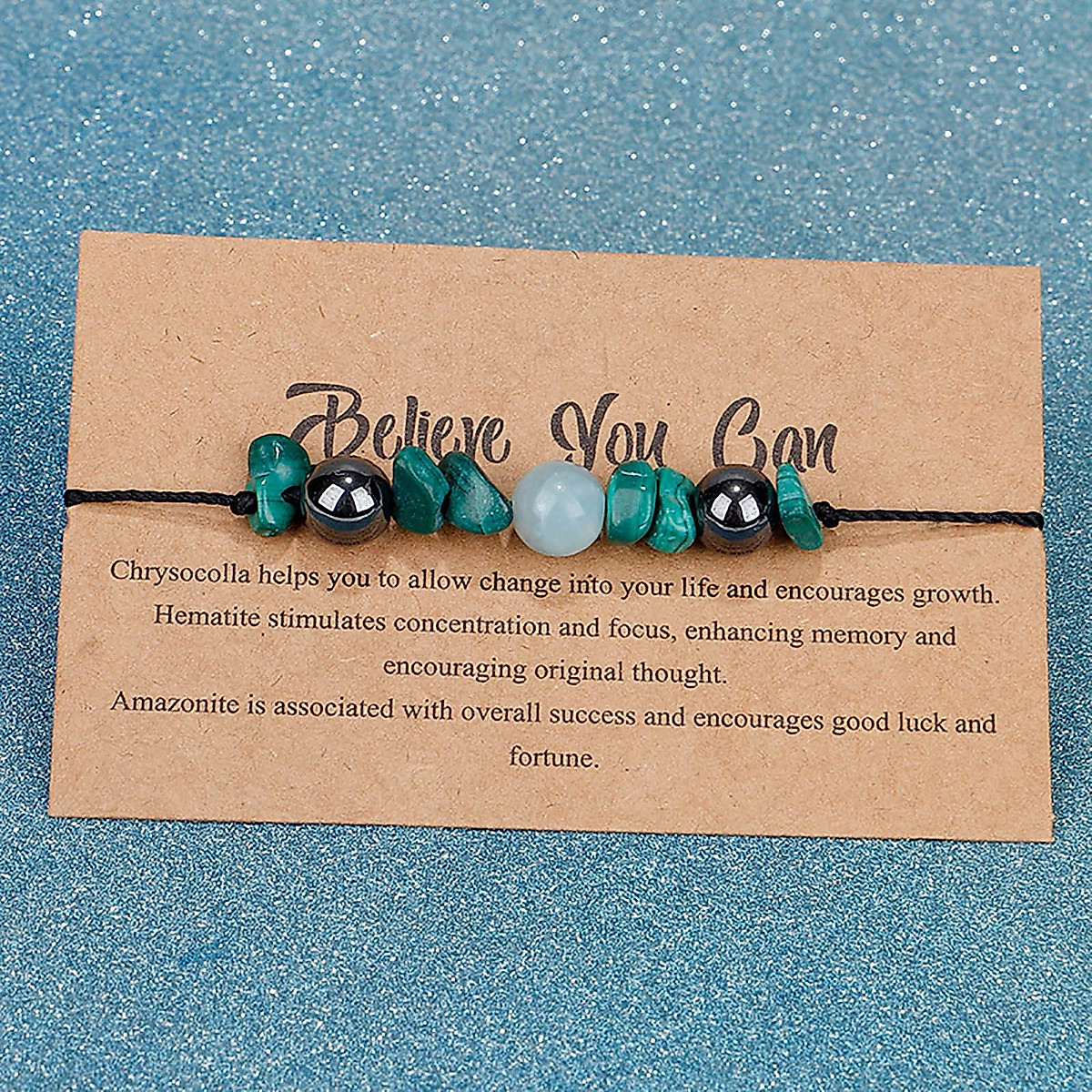 SuanlaTDS Natural Stone Beads Bracelet Rope,Handmade Woven Adjustable Bracelet Jewelry Gift for Women (B, One Size)