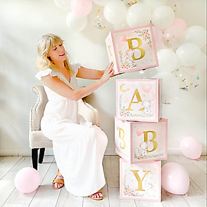 Kate Aspen Boxes with Letters for Baby Shower Decoration Little Peanut, One Size, Pink Elephant