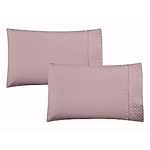 Elegant Comfort Luxury Soft Coziest 4-Piece Bed Sheet Set 1500 Thread Count Egyptian Quality Wrinkle Resistant Beautiful Quilted Design on Flat Sheet and Pillowcases, Queen, Dusty Rose