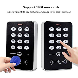 HFeng Access Control System Kit 125KHz RFID Keypad + DC12V 3A Power Supply Controller + Door Exit Button + 10pcs Keyfobs Card for Home Alarm Wooden/Metal/Glass Door