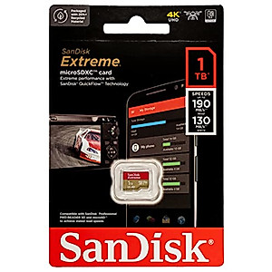 SanDisk Extreme 1TB Memory Card for GoPro Action Camera Hero 11 Black and Hero11 Black Mini (SDSQXAV-1T00-GN6MN) V30 A2 UHS-I U3 Class 10 Bundle with 1 Everything But Stromboli MicroSDXC Card Reader