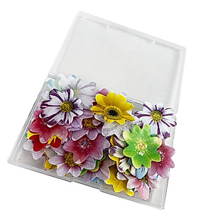 Set of 48 Edible Mini Flower Cupcake Toppers Wedding Cake Birthday Party Food Decoration Mixed Size & Colour