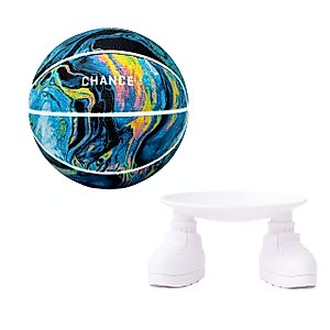 Chance Premium Rubber Outdoor/Indoor Basketball (Size 6, UNI - Multicolor) Standly The Ball Stand