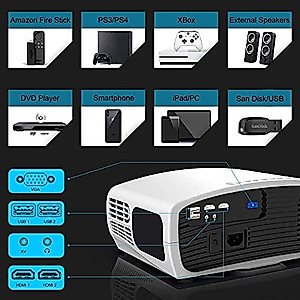 Native 1080P Projector Support 4K Full HD, WiMiUS S1 Top Bright Projector Support 60HZ Fresh Rate, Home & Outdoor Video Projector w/ 4D Keystone & 10W Speaker for iOS, Android, TV Stick