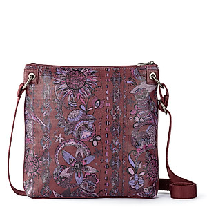 Sakroots Artist Circle Flat Crossbody in Eco Twill, Adjustable Crossbody Strap, Burgundy Spirit Desert