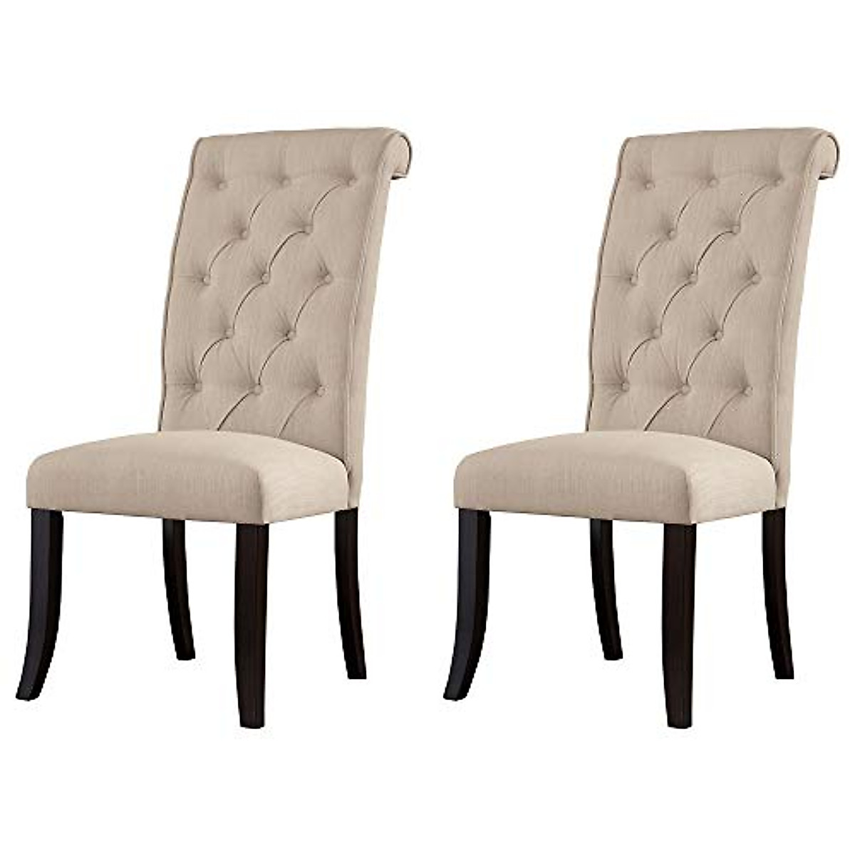 Signature Design by Ashley Tripton Classic Tufted Upholstered Armless Dining Chair, 2 Count, Beige