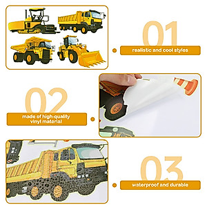 TOARTi Glow in The Dark Construction Wall Stickers, Transport Truck Excavator Tractor Decals,Luminous Vehicle Wall Decal for Kids Boys Room Nursery Decor(4 Sheets, 49 pcs)