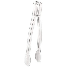 [3 PACK] 12 inch Heavy Duty Clear Serving Tongs - Plastic Disposable Salad Tongs - High Heat Plastic, Catering, Salads, Bakery, Buffets, BBQ, Ice, Hot and Cold Foods by EcoQuality (12")