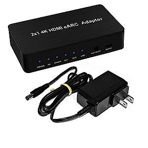 HDMI Switch with eARC Audio Extractor,4K60Hz HDMI Switch 4 in 1 with Audio Out,Supports IR Remote,18Gbps,eARC/ARC,Soundbar,HDCP 2.2,LPCM 7.1,HDR10,Dolby Digital Plus (Black 201EARC)
