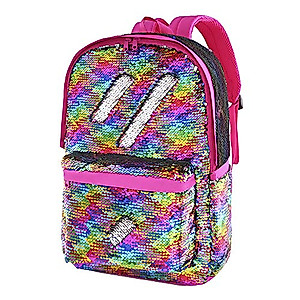 Flip Sequin Backpack for Girls Kids Kindergarten Elementary Middle School Bookbag Cute Spark Book Bags Teen Travel Outdoor Daypack Back Pack(Rainbow)