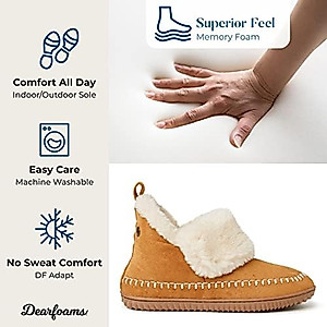 Dearfoams Women's Alpine Moritz Outdoor Arch Support House Shoe Bootie Slipper, Whiskey, 8-9