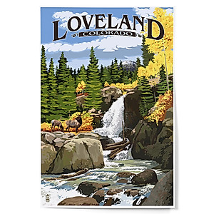 Lantern Press Loveland, Colorado, Waterfall (12x18 Art Print, Travel Poster Wall Decor)
