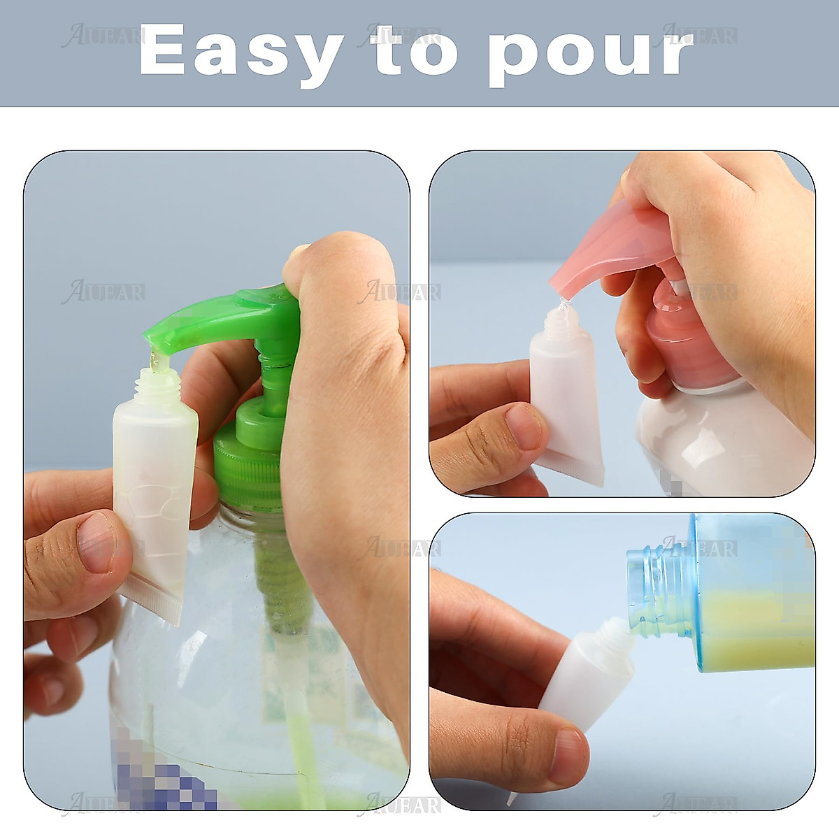 AUEAR, 24 Pack 5ml Empty Refillable Plastic Soft Tubes Squeeze Cosmetic Bottles Packing Sample Mini Containers for Body Lotion Shower Gel Shampoo Cleanser