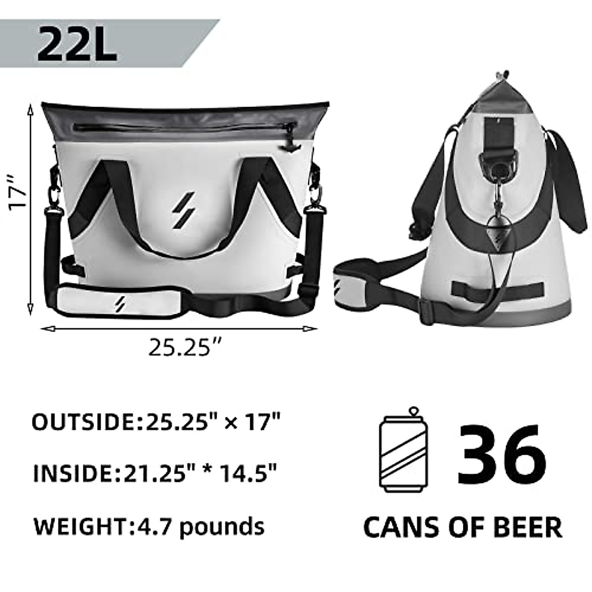 ROCKBROS Soft Cooler Bag Handheld Insulated Cooler Bag Soft Sided Cooler 22L Leakproof Camping Cooler Bag Waterproof Outdoor Cooler Bag for Beach Travel Hiking