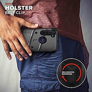 ZIZO Bolt Series for Moto G Stylus (2020) Case with Screen Protector Kickstand Holster Lanyard - Gun Metal Gray & Black