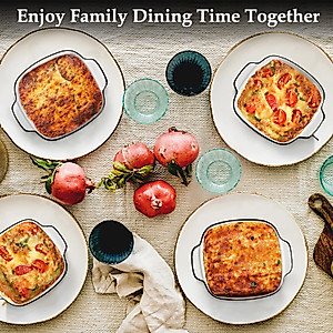 NUTRIUPS 13Oz Ceramic Baking Dishes set of 4, 5.5'' Square Baking Dishes, Small Baking Dish for Air Fryer, Ceramic Bakeware with Handles, Oven-Safe & Microwave-Safe