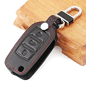 AndyGo Leather Key Cover Case Bag Keyless Fit for Volkswagen Tiguan Vw Jetta Mk6 Golf Polo Passat Cc Bora Skoda Fabia Octavia Superb