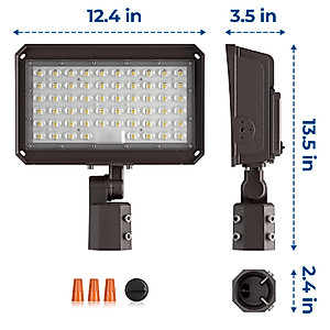 CINOTON 200W Outdoor LED Flood Light, 30000LM Parking Lot Lighting Dusk to Dawn, Adjustable Power IP65 Waterproof Security Wall Fixture with Slipfitter for Street 5000K Daylight ETL Listed 1 Pack