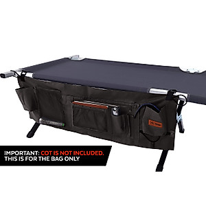 Tough Outdoors Camping Cot for Adults - Oversized Camping Cot - Durable Heavy Duty Military Bed - Elevated Foldable Cot & Camp Cots for Adults - XL Cot up to 300 lbs - w/Organizer & Storage Bag