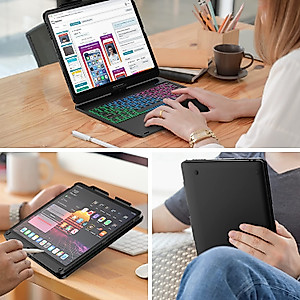 Touchpad Keyboard Case for iPad Pro 12.9 2021 5th Generation/2020 4th-Gen/2018-3rd Gen, iPad Pro 12.9 Case with Touchpad Backlight Function Keyboard (Black)