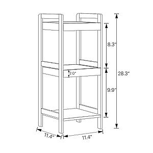 MoNiBloom 3 Tier Small Bookcase, Bamboo Standing Storage Bookshelf Kids Open Shelf Organizer Display Rack Table for Bathroom Bedroom Office Living Room, Natural/White